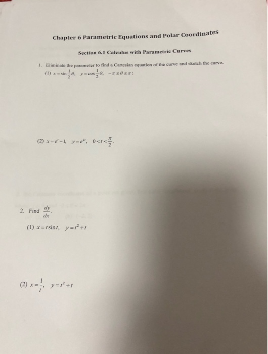 Solved Chapter 6 Parametric Equations and Polar Coordinates | Chegg.com