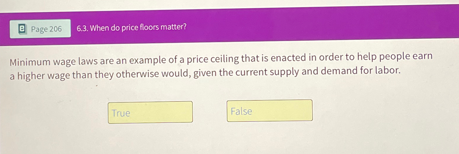 Solved 6.3. ﻿When do price floors matter?Minimum wage laws | Chegg.com