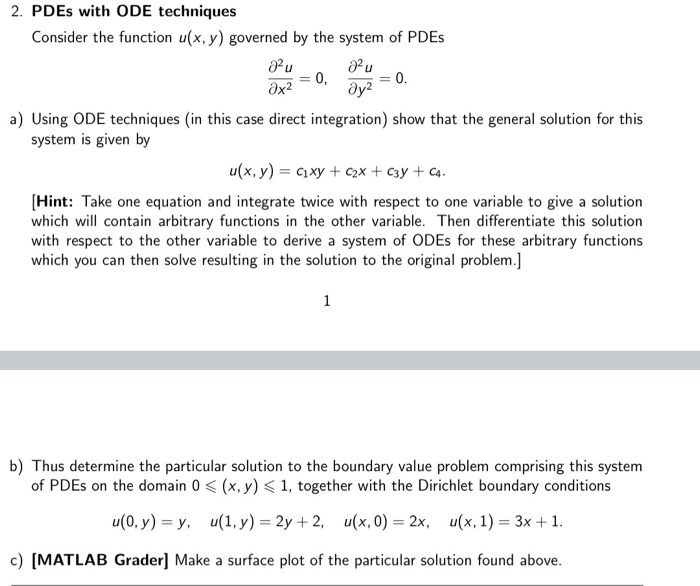 Solved ду? 2. PDEs with ODE techniques Consider the function | Chegg.com