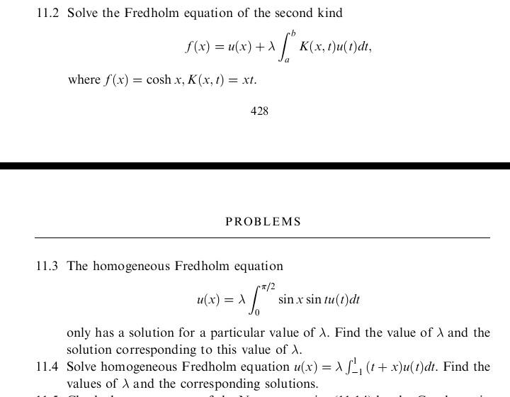 Solved 11.2 Solve the Fredholm equation of the second kind | Chegg.com