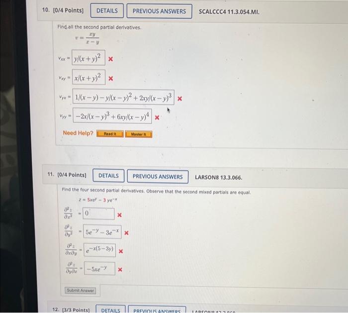 Solved Find all the second partial derivatives. | Chegg.com