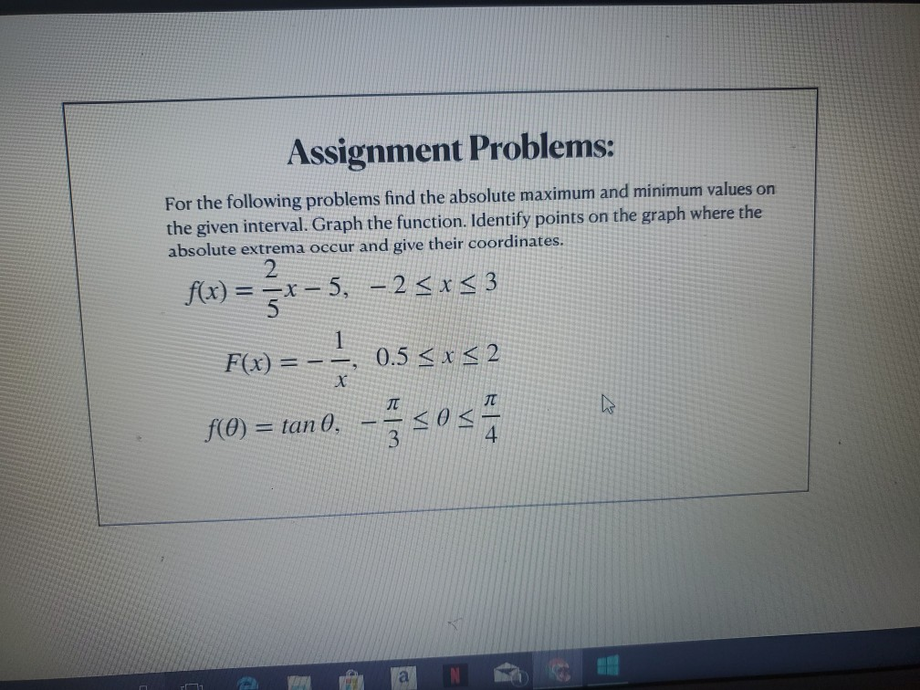 Solved Assignment Problems: For the following problems find | Chegg.com