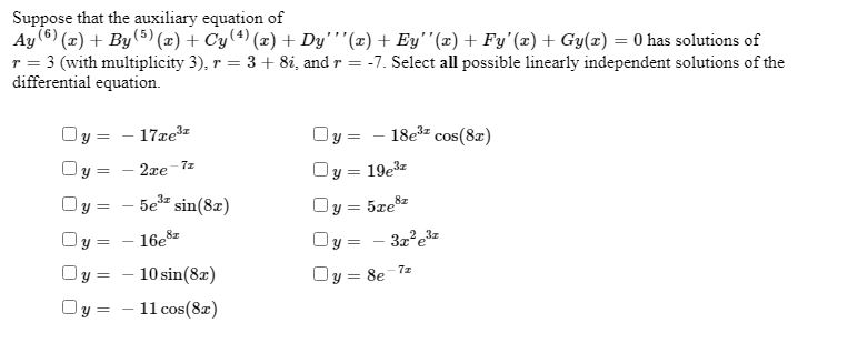 Solved Suppose that the auxiliary equation | Chegg.com