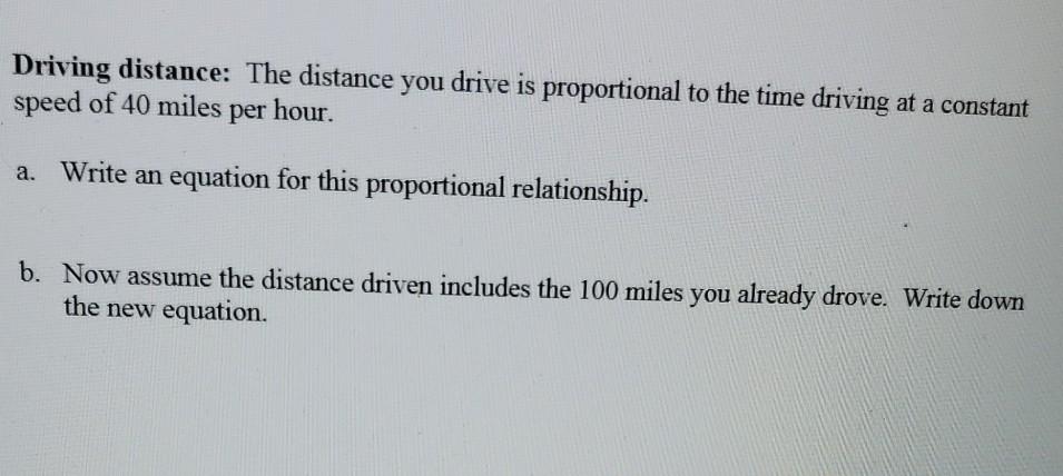 Solved Driving distance: The distance you drive is | Chegg.com