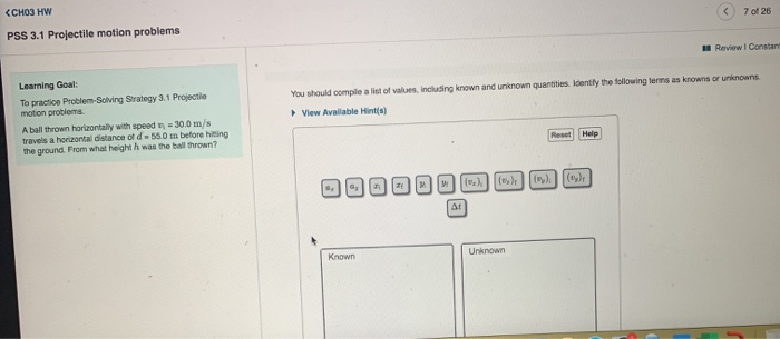 Solved PSS 3.1 Projectile motion problems Review Icon You | Chegg.com