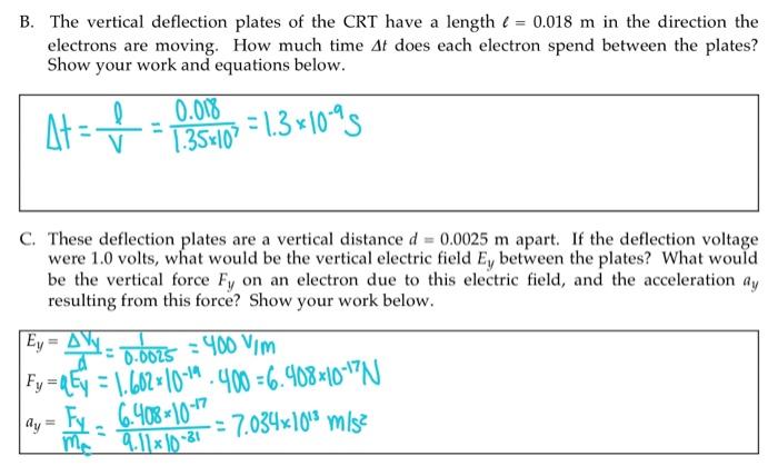 Solved B. The vertical deflection plates of the CRT have a | Chegg.com