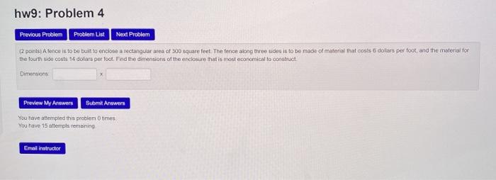 Solved hw9: Problem 4 Previous Problem Problem List Next | Chegg.com