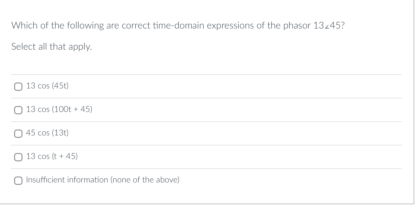 Solved Which of the following are correct time-domain | Chegg.com