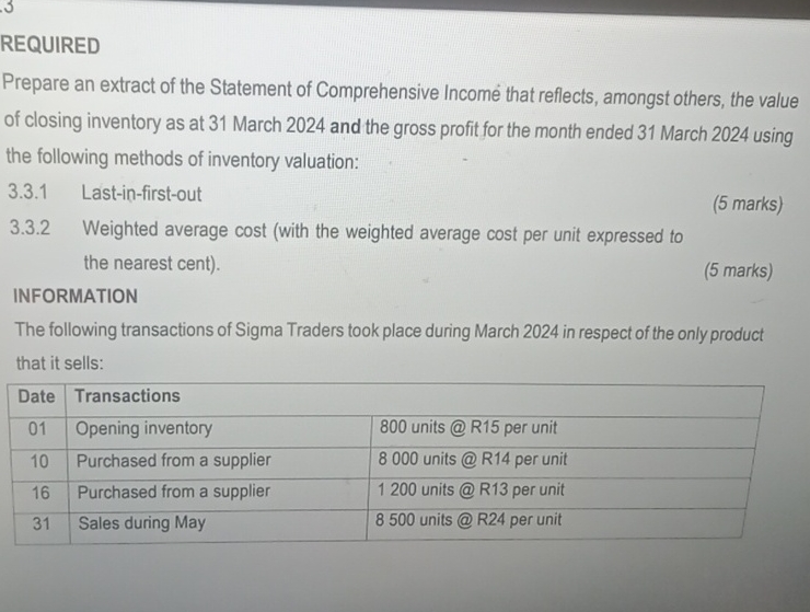 Solved REQUIREDPrepare an extract of the Statement of | Chegg.com