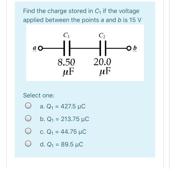 Solved Find the charge stored in C1 if the voltage applied | Chegg.com