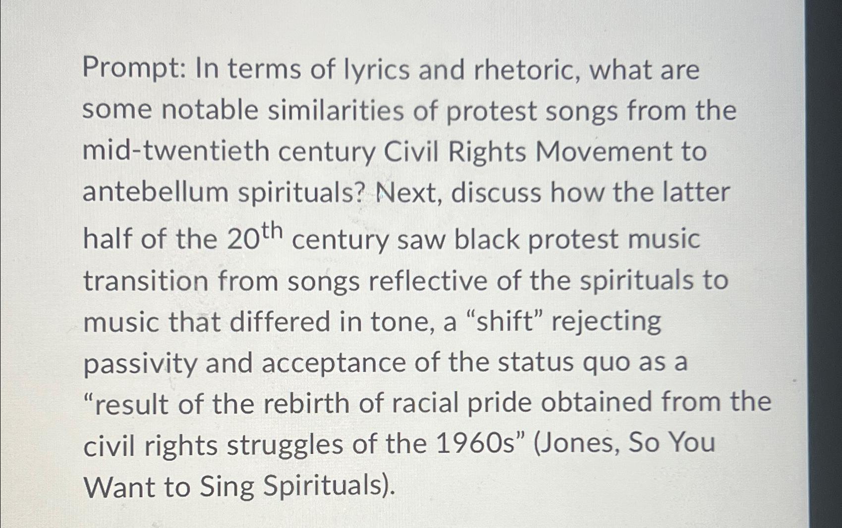 Solved Prompt: In terms of lyrics and rhetoric, what are | Chegg.com