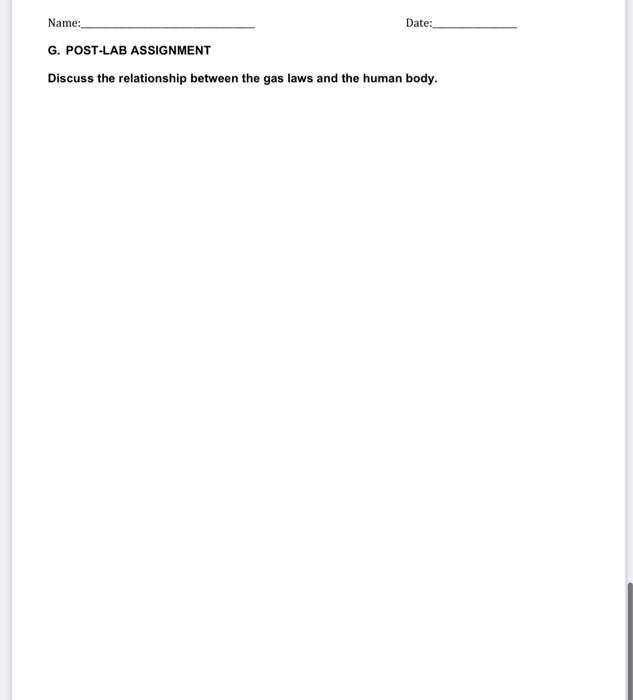 Solved GAS LAWS A. OBJECTIVE: To understand the gas laws • | Chegg.com