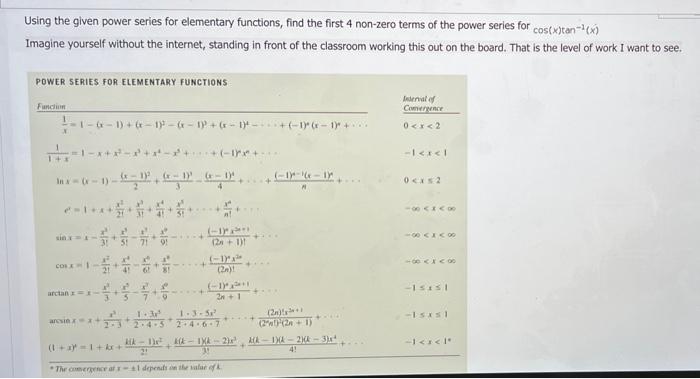 Solved Using the given power series for elementary | Chegg.com