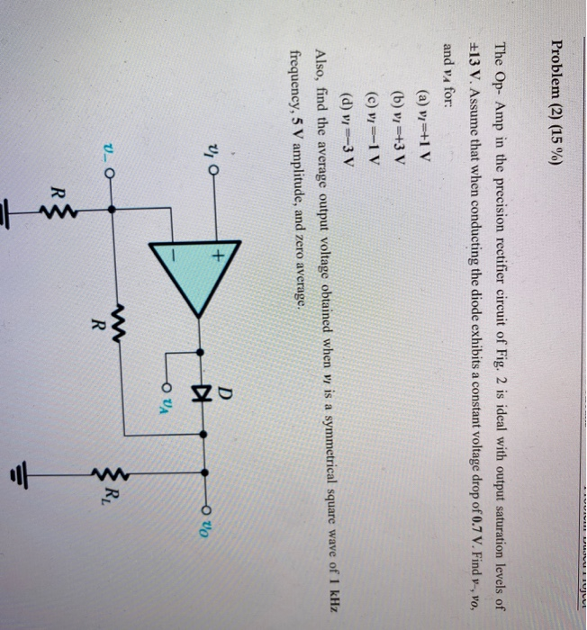 Solved Problem (2) (15%) The Op-Amp in the precision | Chegg.com