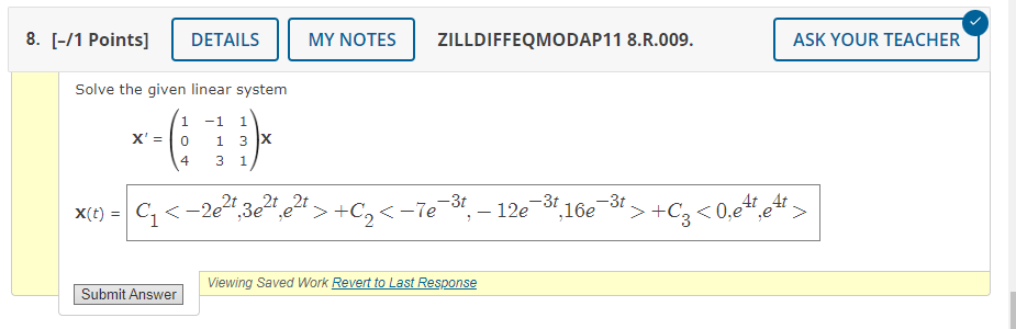 Solved Solve the given linear | Chegg.com