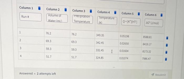 Solved Find Delta H and S based on Delta G and Temperatures | Chegg.com