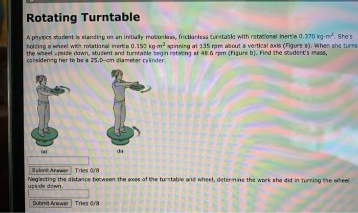Solved Rotating Turntable A physics student is standing on | Chegg.com