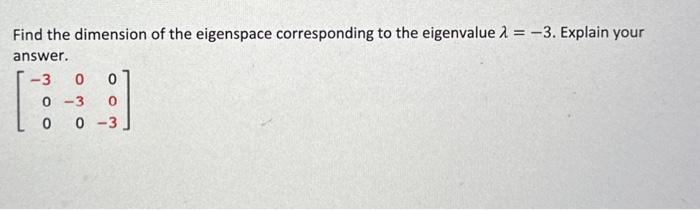 Find the dimension of the eigenspace corresponding to | Chegg.com