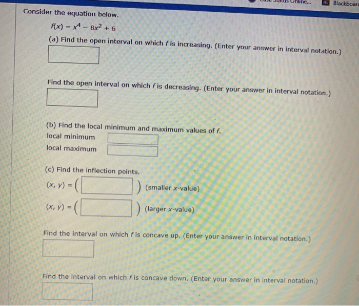 Solved Blackboard nline.. Consider the equation below. f(x) | Chegg.com
