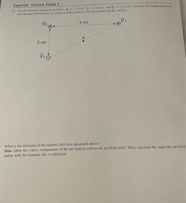 Solved Tutorial: Electric Fields 1 For the situation shown | Chegg.com