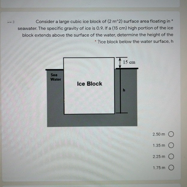 Solved دق Consider a large cubic ice block of (2 m^2) | Chegg.com