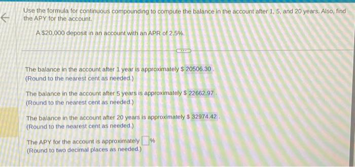 Solved Use the formula for continuous compounding to compute | Chegg.com