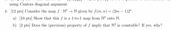 Solved using Cantors diagonal argument. 4. (12 pts) Consider | Chegg.com