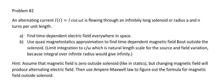 Solved An alternating current I(t)=Icosωt is flowing through | Chegg.com
