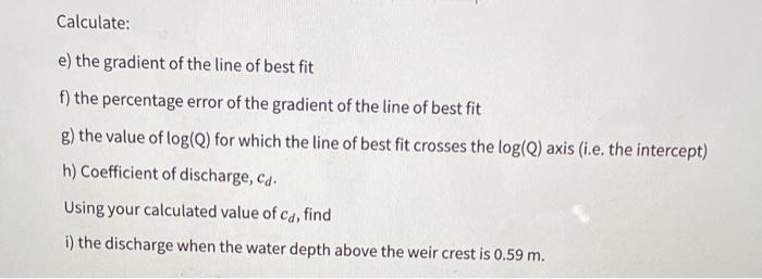 Solved Part 2: Rectangular weir A series of depth and | Chegg.com