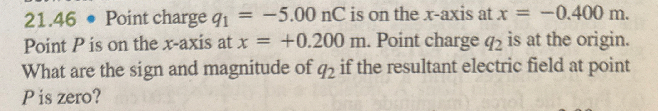 Solved 21.46 - Point charge q1=-5.00nC is on the x-axis at | Chegg.com Solved 21.46 - Point charge q1=-5.00nC is on the x-axis at | Chegg.com