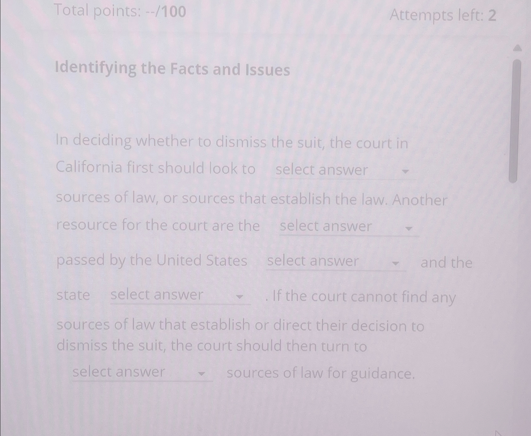 Solved Total points: --/100Attempts left: 2Identifying the | Chegg.com