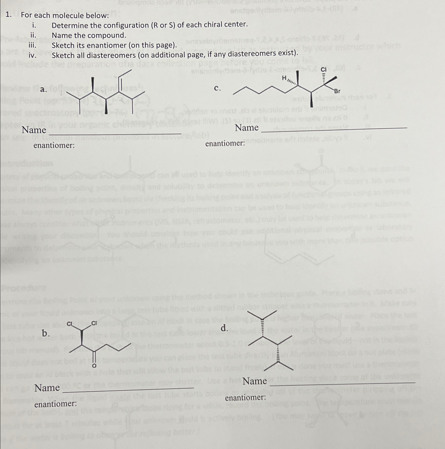 Solved For each molecule below:i. ﻿Determine the | Chegg.com