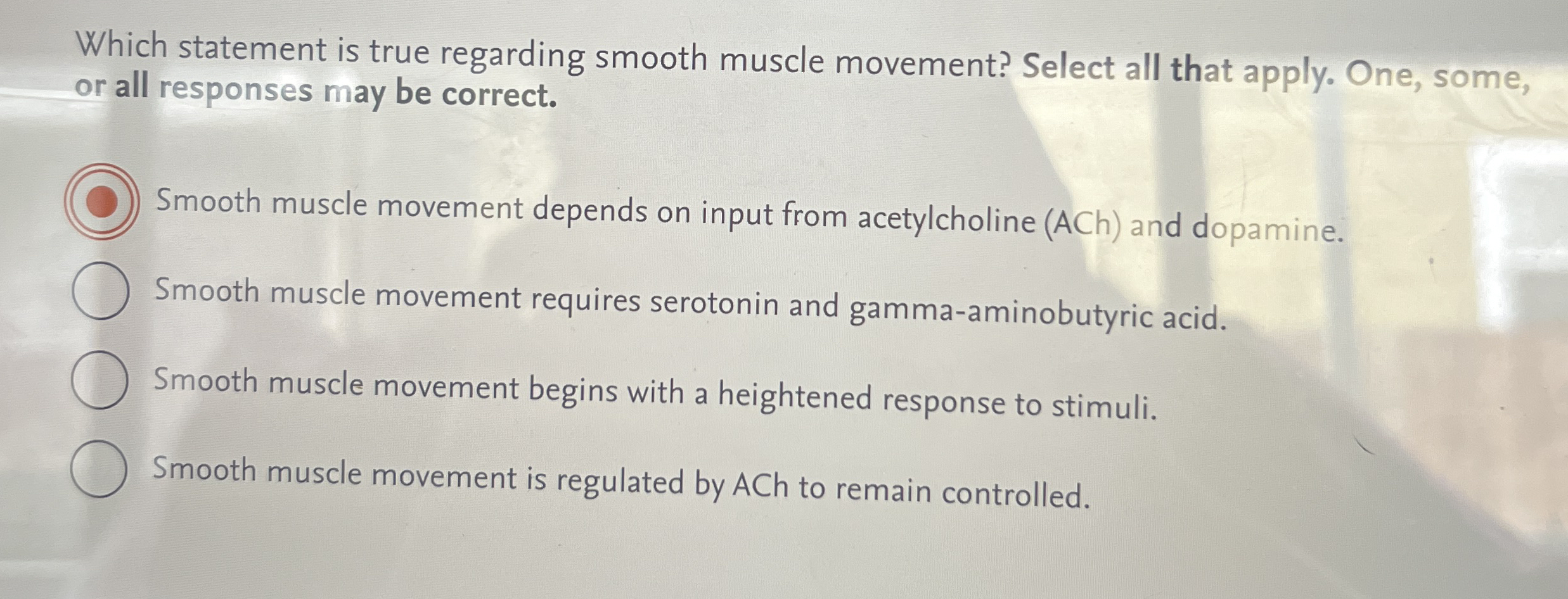 Solved Which statement is true regarding smooth muscle | Chegg.com