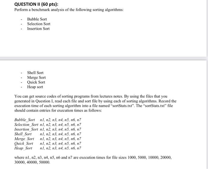 Solved QUESTION II (60 pts): Perform a benchmark analysis of | Chegg.com