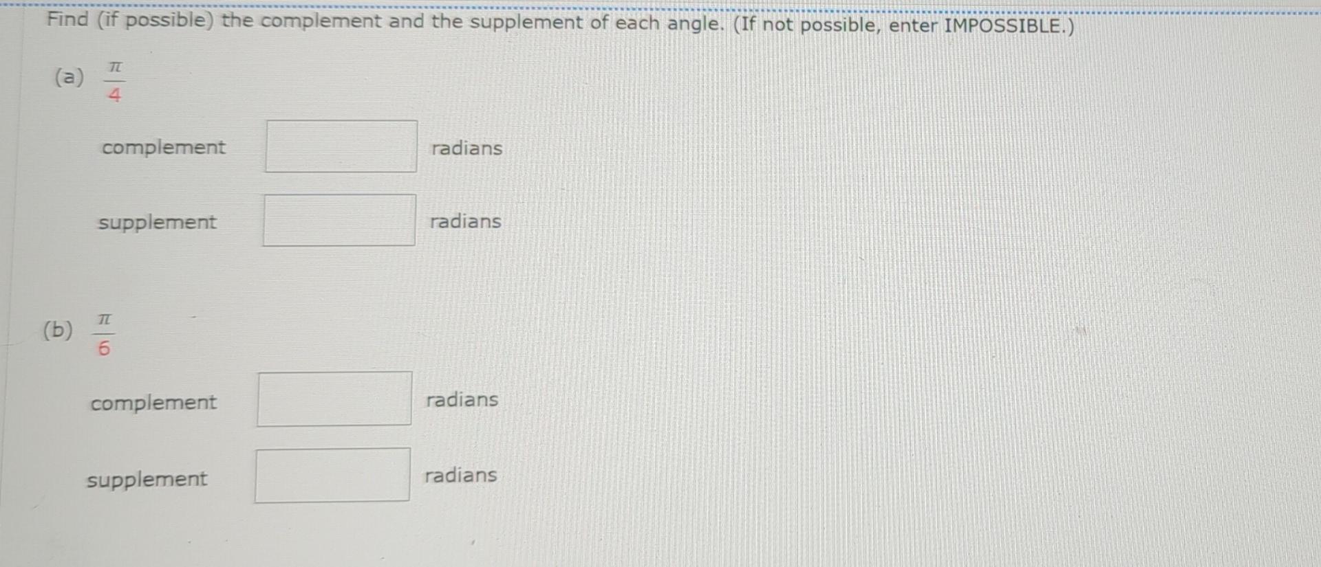 Solved Find (if possible) the complement and the supplement | Chegg.com