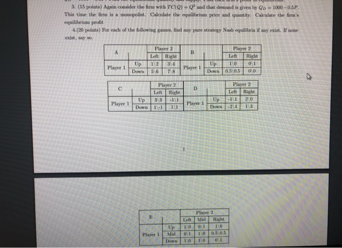Solved 3. (15 points) Again consider the firm with TC(Q) = Q | Chegg.com