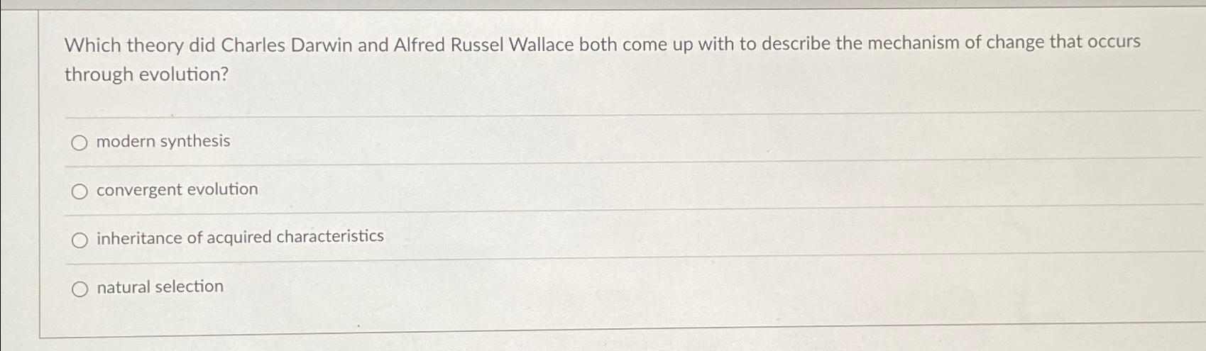 Which theory did Charles Darwin and Alfred Russel | Chegg.com