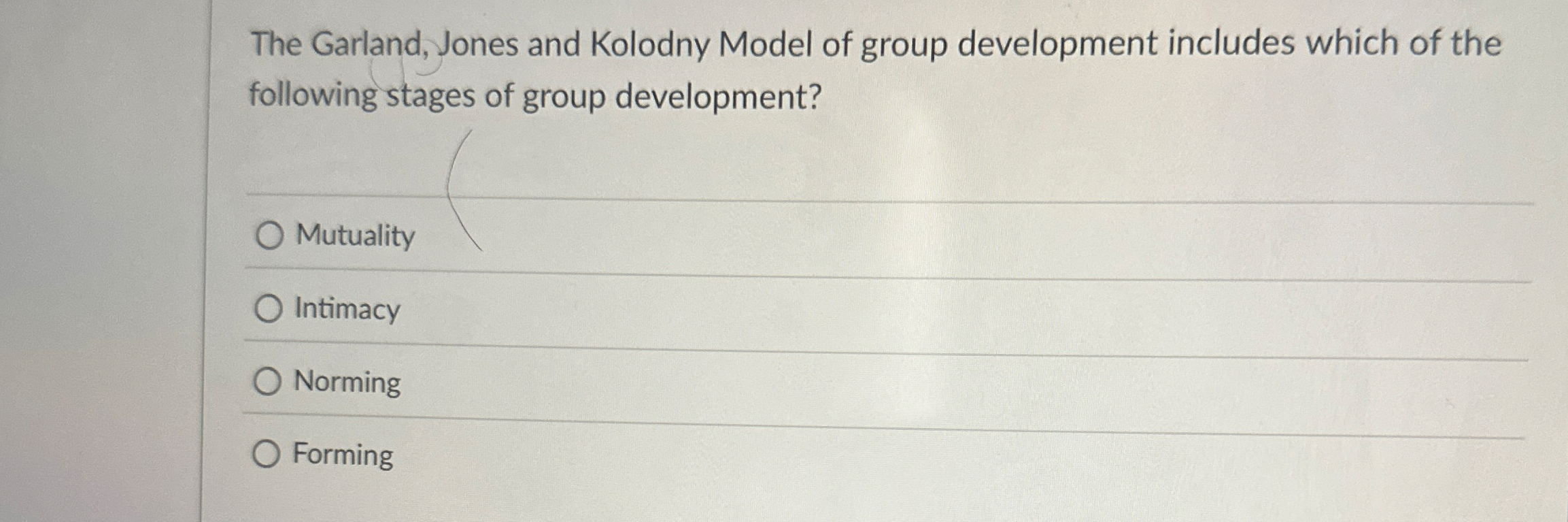 Solved The Garland, Jones and Kolodny Model of group | Chegg.com