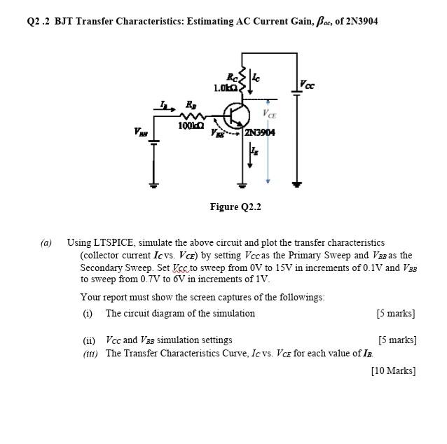Solved Q2 .2 BJT Transfer Characteristics: Estimating AC | Chegg.com