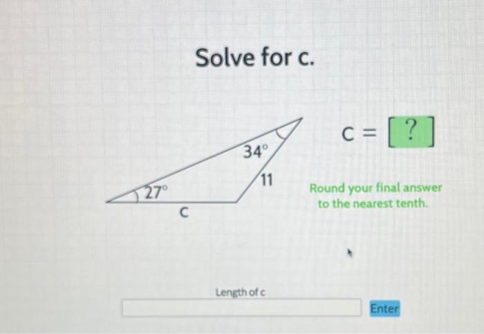Solved Solve for c. c= Round your final answer to the | Chegg.com