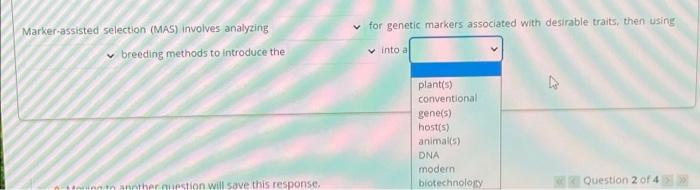 Solved Marker-assisted selection (MAS) involves analyzing | Chegg.com