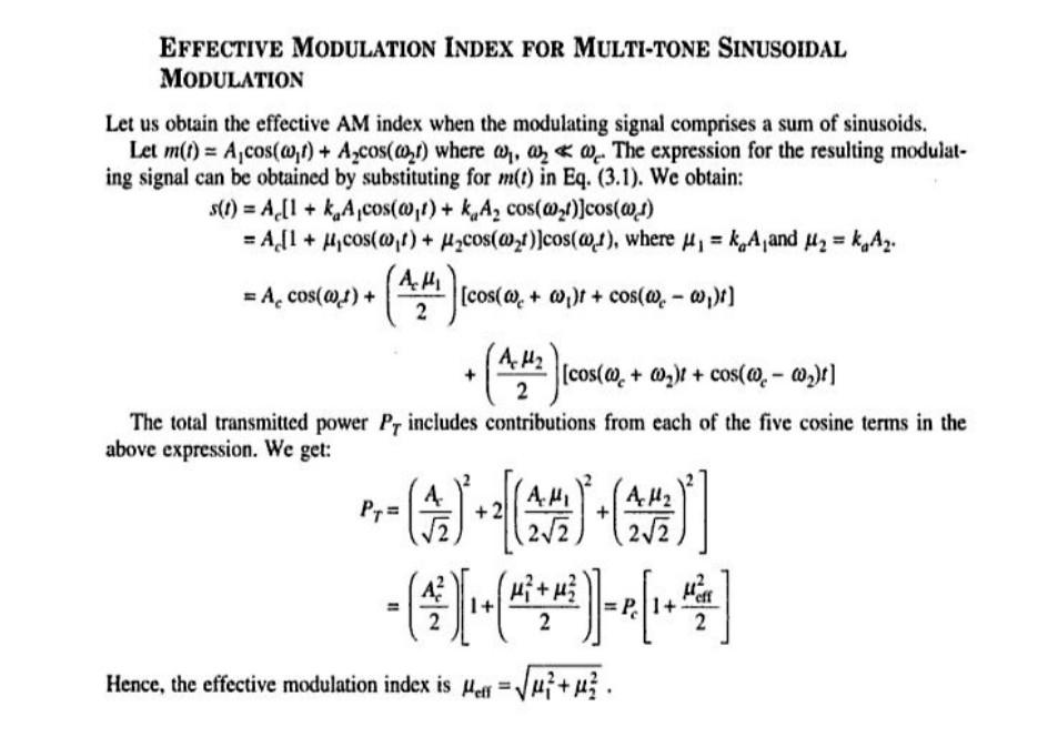 Effective Modulation Index For Multi Tone Sinusoidal