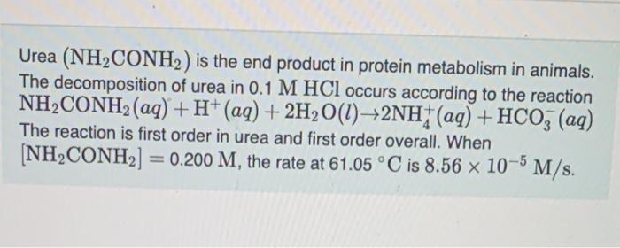 Solved Urea (NH2CONH2) is the end product in protein | Chegg.com