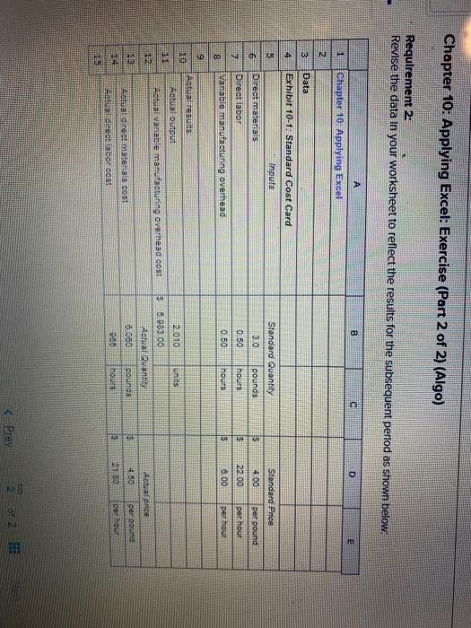 Solved Chapter 10: Applying Excel: Exercise (Part 2 of 2) | Chegg.com