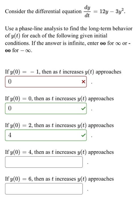 Solved Consider the differential equation dtdy=12y−3y2. Use | Chegg.com