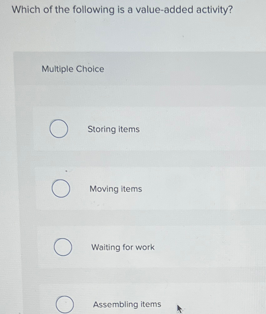 Solved Which of the following is a value-added | Chegg.com