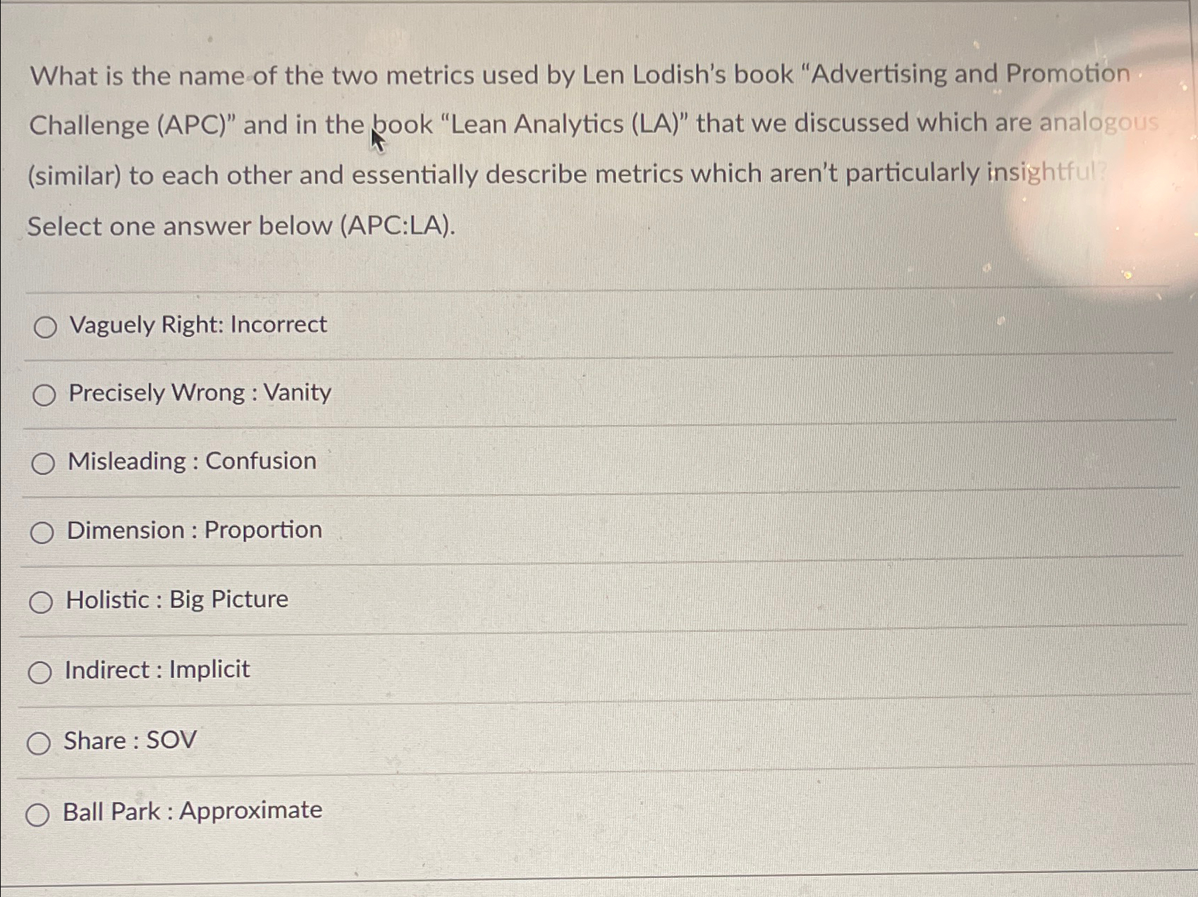 Solved What is the name of the two metrics used by Len | Chegg.com