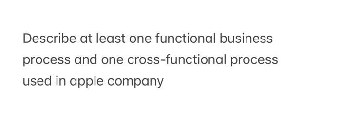Solved Describe at least one functional business process and | Chegg.com