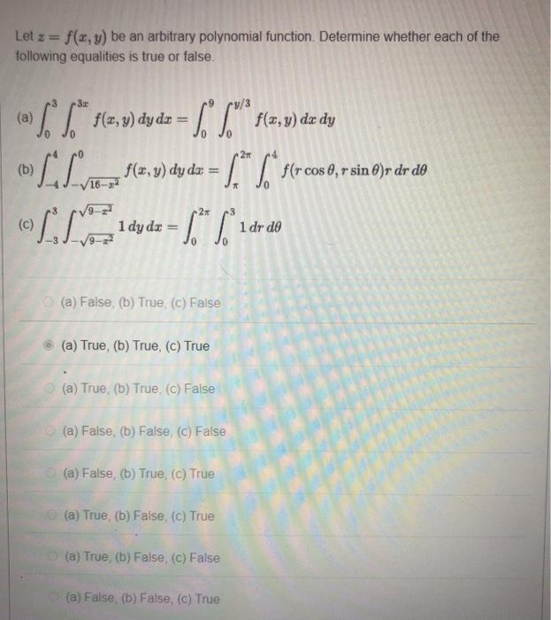 Solved Letz=f(x,y) be an arbitrary polynomial function. | Chegg.com