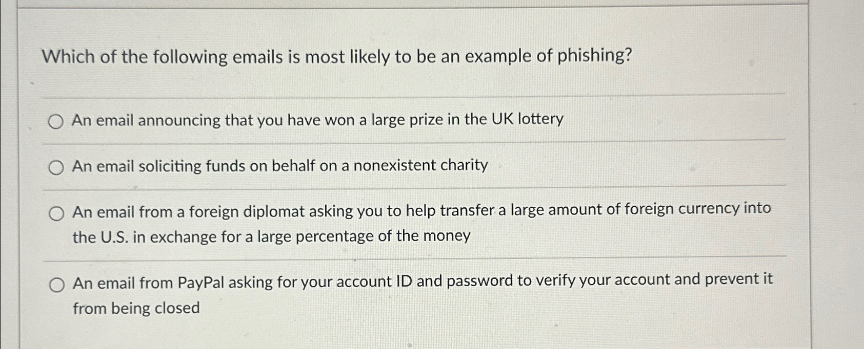 Solved Which of the following emails is most likely to be an | Chegg.com